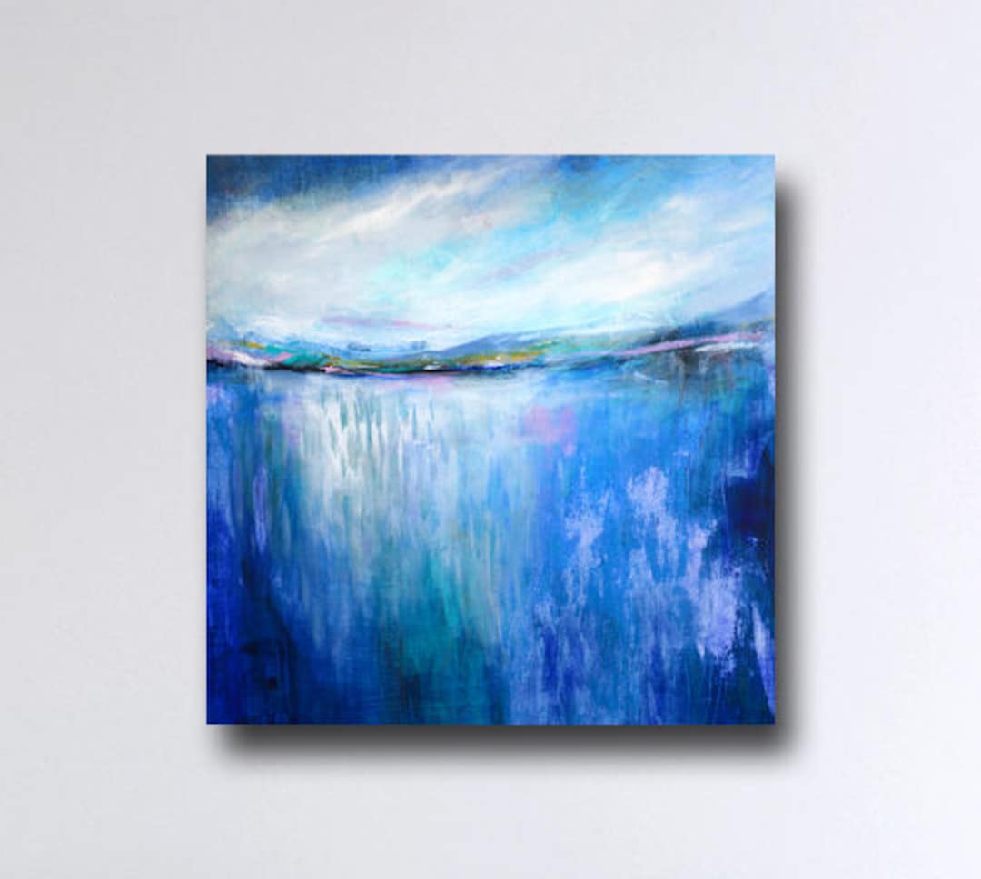 Large Wall Art, Blue Landscape Canvas, Giclee Print From Painting ...
