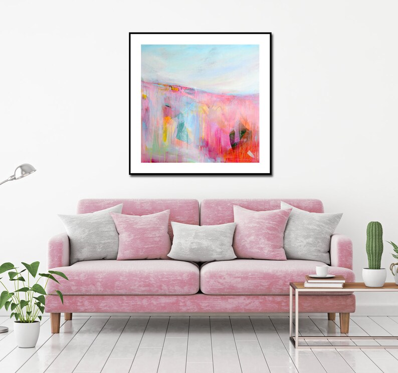 Pink Abstract Landscape Print Giclee Print on Paper Modern - Etsy