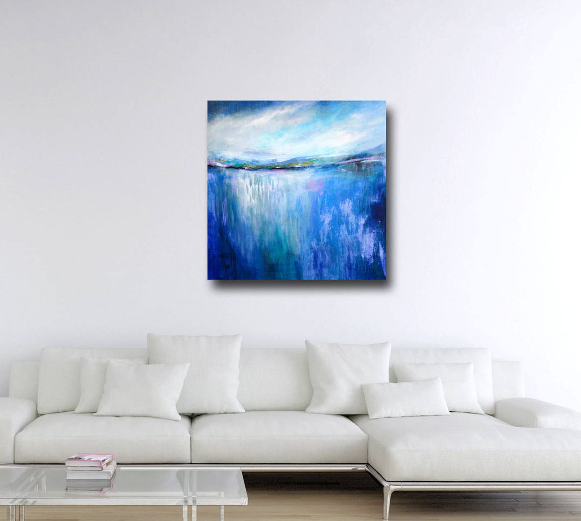 Large Wall Art Blue Landscape Canvas Giclee Print from | Etsy