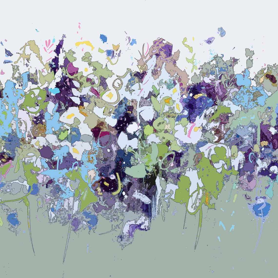 Green Abstract Canvas Print Floral Giclee Print Wall Art - Etsy