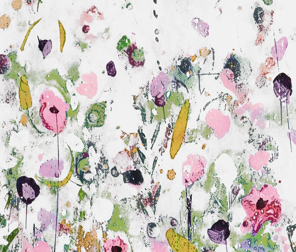 Large Floral Canvas Wall Art Abstract Meadow Giclee Print | Etsy