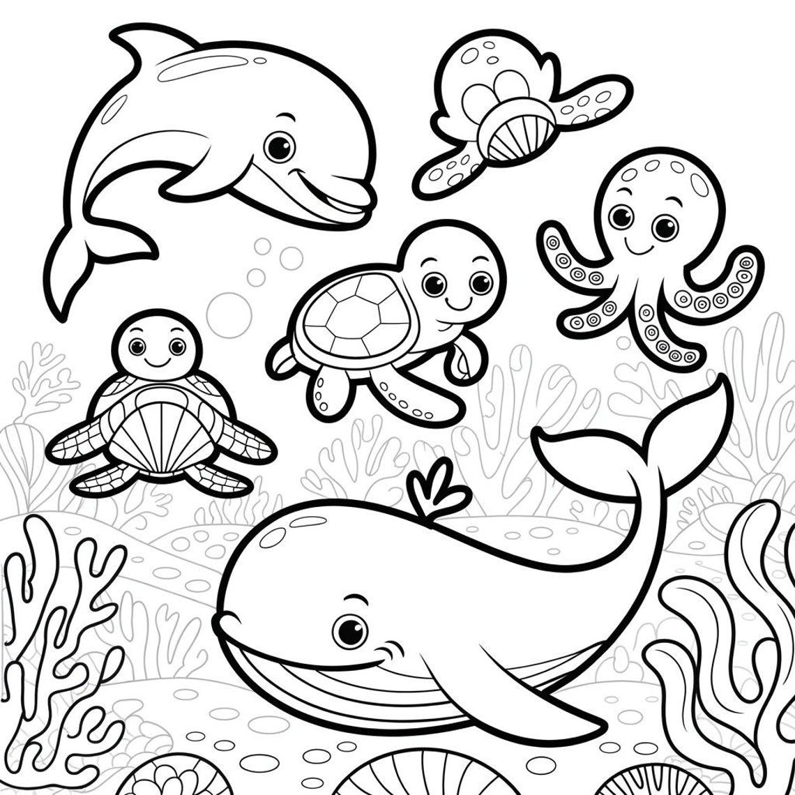 Best Selling 100 Cute Ocean Animals Coloring Pages Adult and Kid ...
