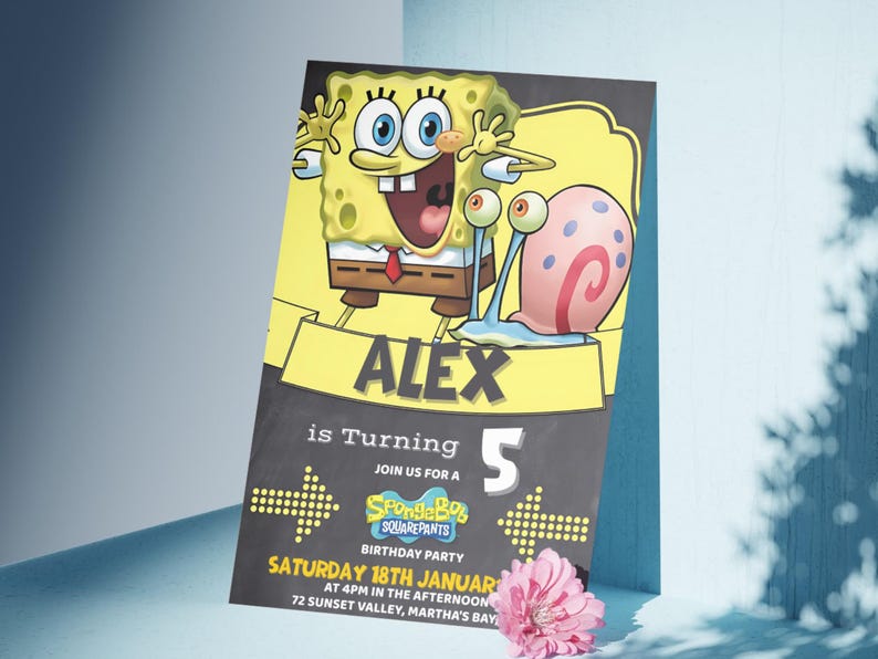 Editable Spongebob Inspired Birthday Invitation Template, Bikini Bottom ...