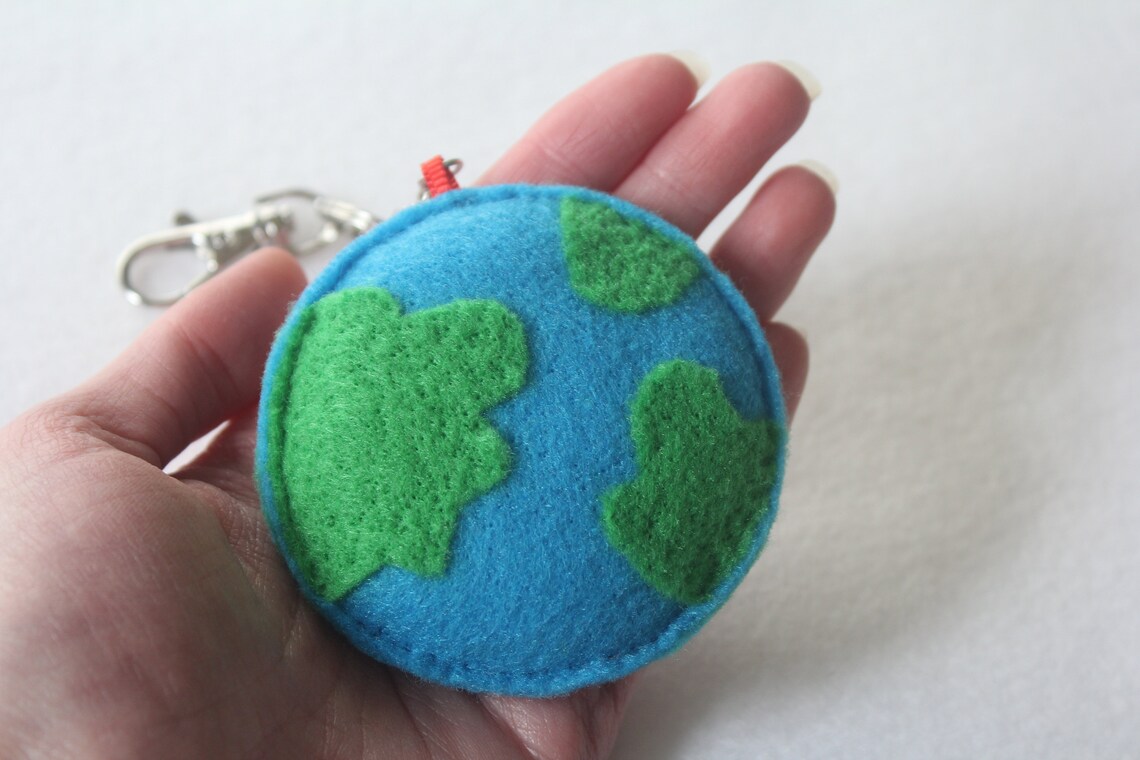 Felt Earth Key Chain Small and Cute Felt Keychains Felt - Etsy