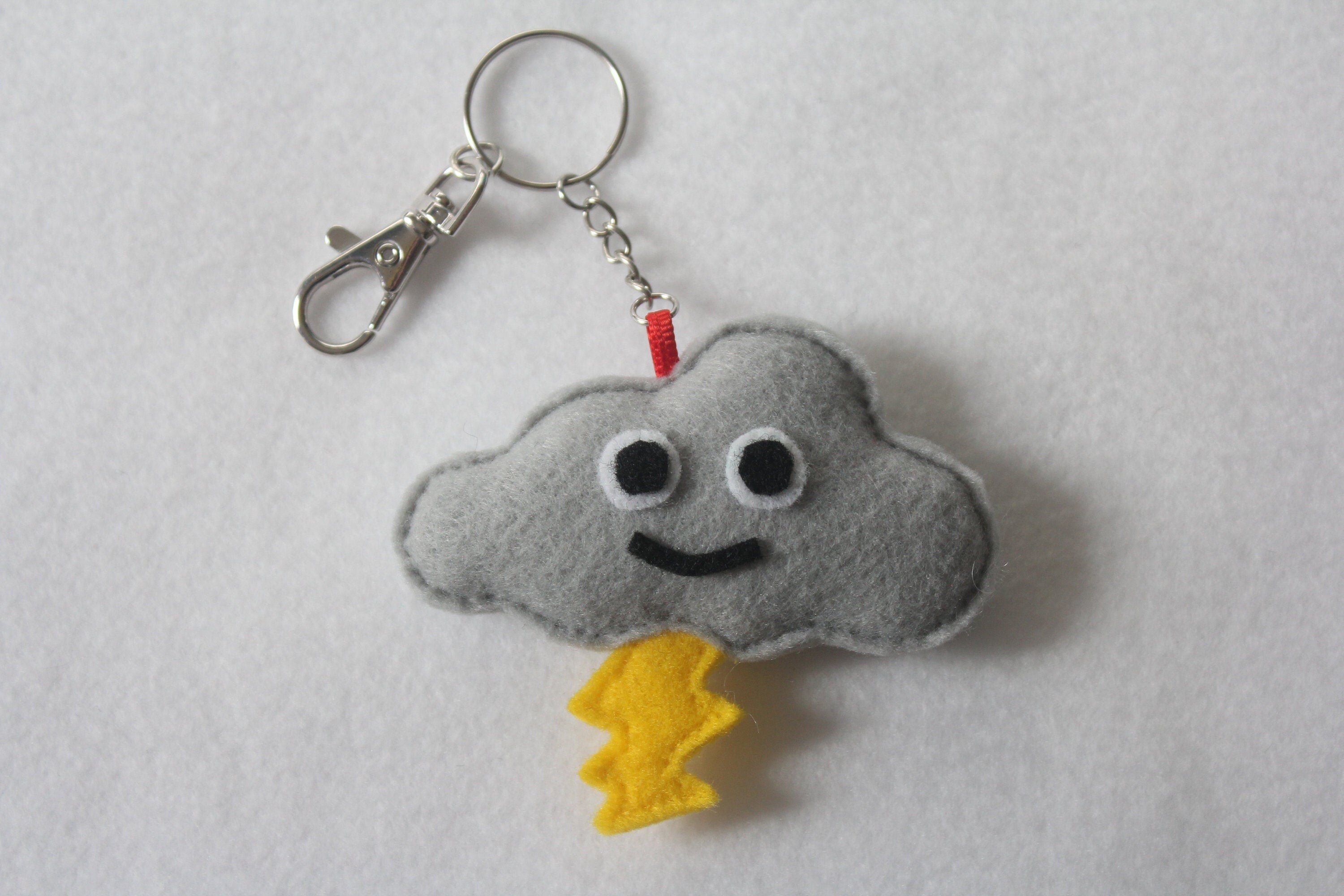Felt Storm Cloud Key Chain Small and Cute Felt Key Chain, Felt Cloud ...