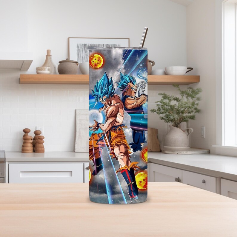 Goku and Vegeta Tumbler Wrap | 20oz Skinny Sublimation PNG | Multiple ...
