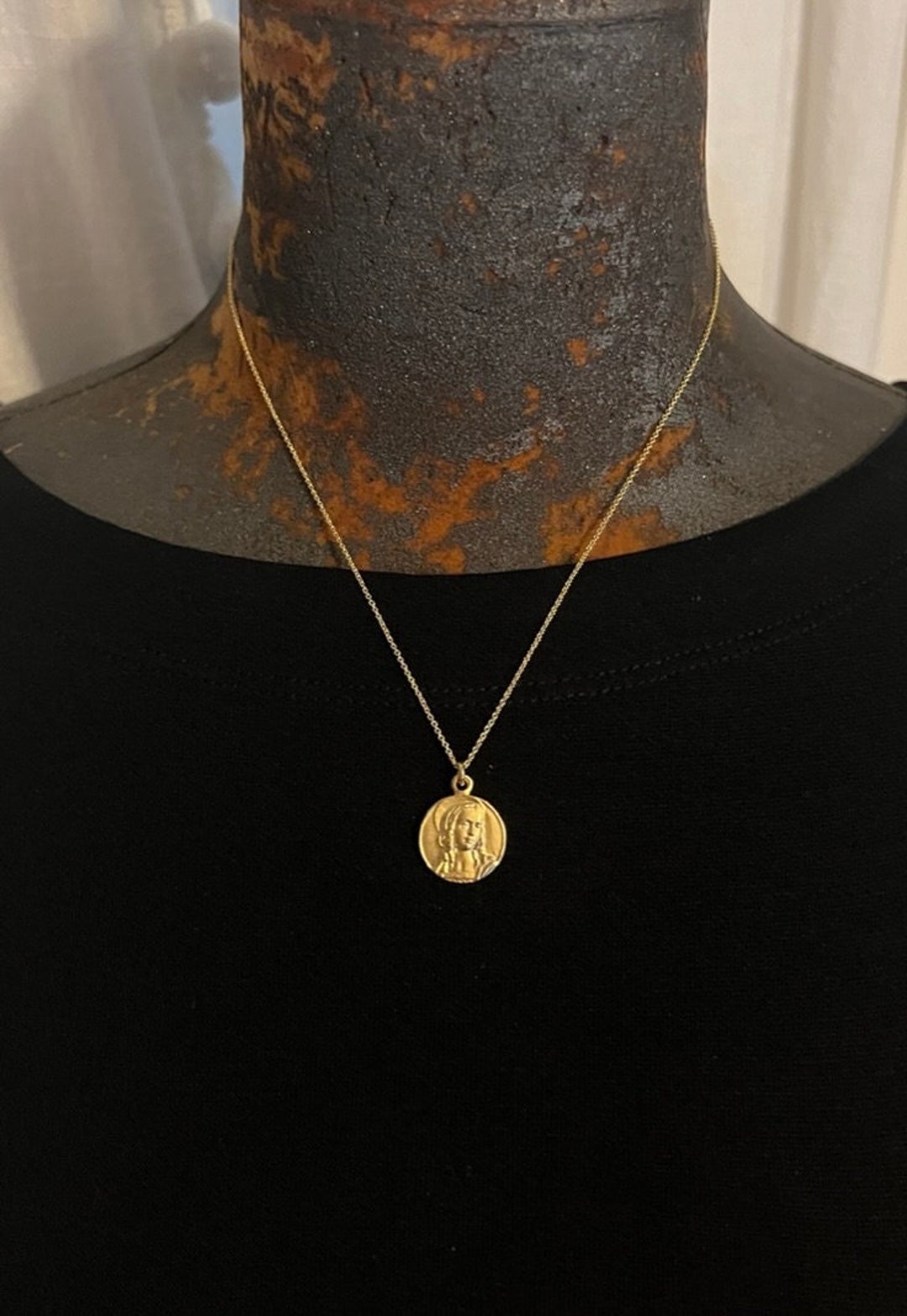 Gold Petite Mary Magdalene/guardian Angel Necklace - Etsy