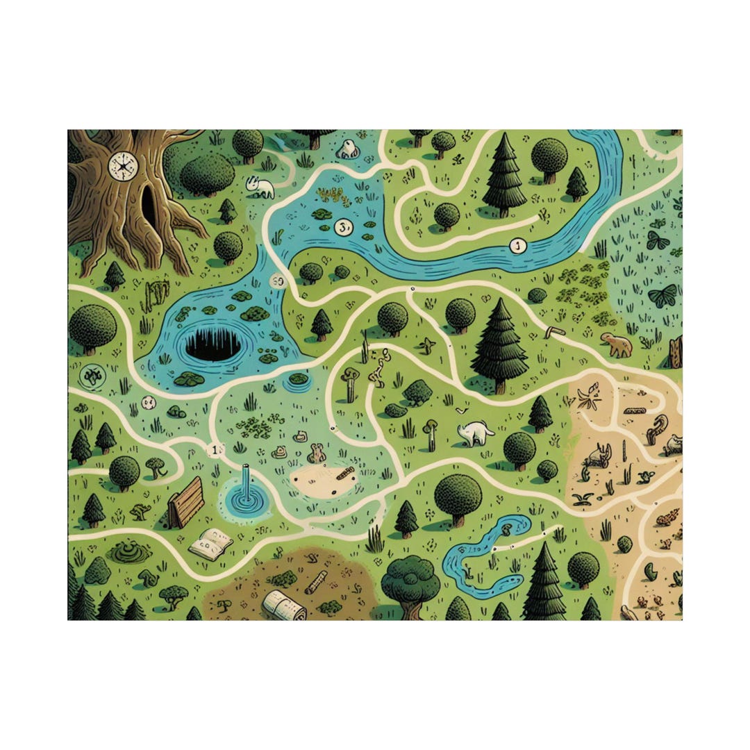 Whimsical Nature Map Unframed Poster, Adventure Wall Art, Home Decor ...