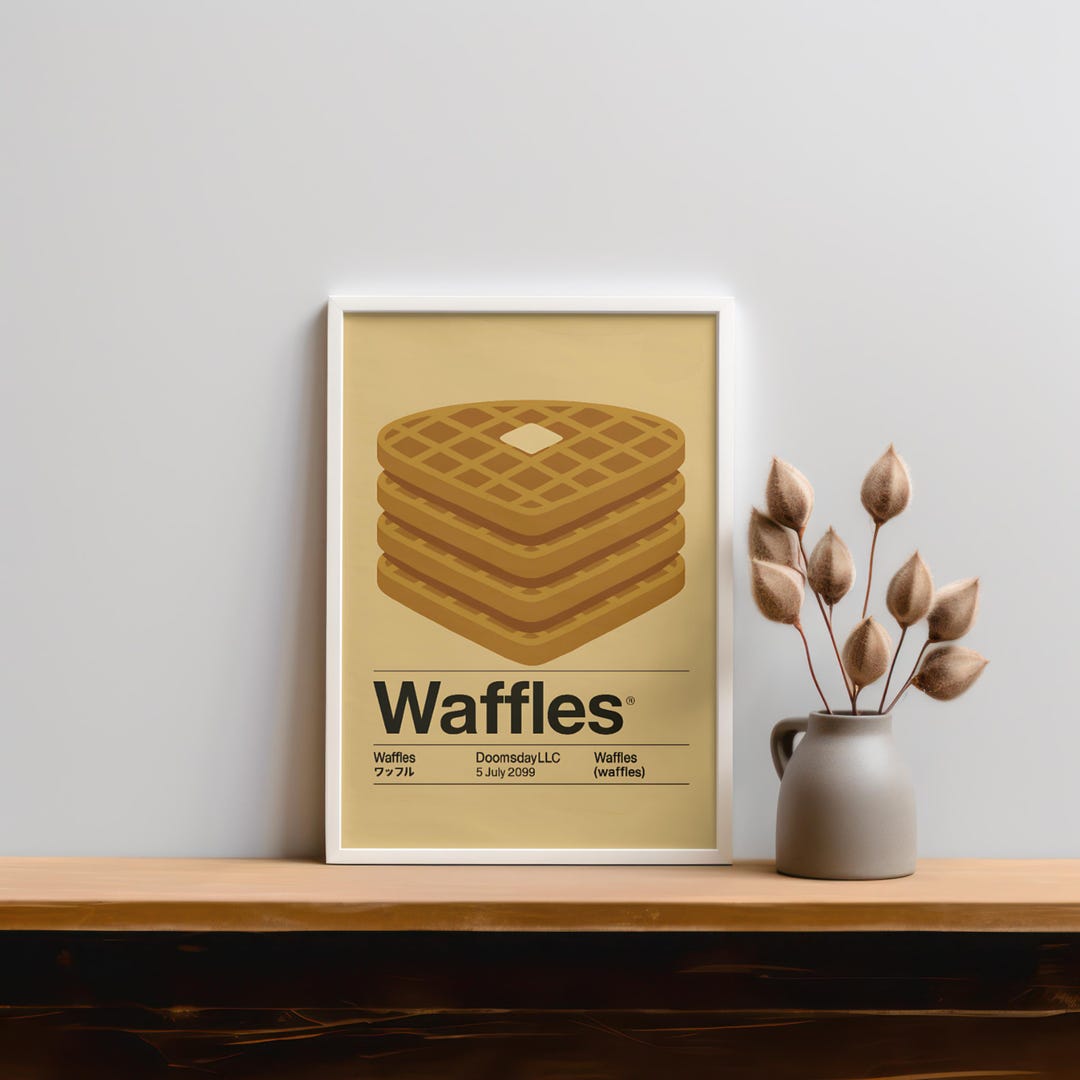 WAFFLE PRINT - WAFFLE Print Minimalist Mid-century Wall Poster Vintage ...