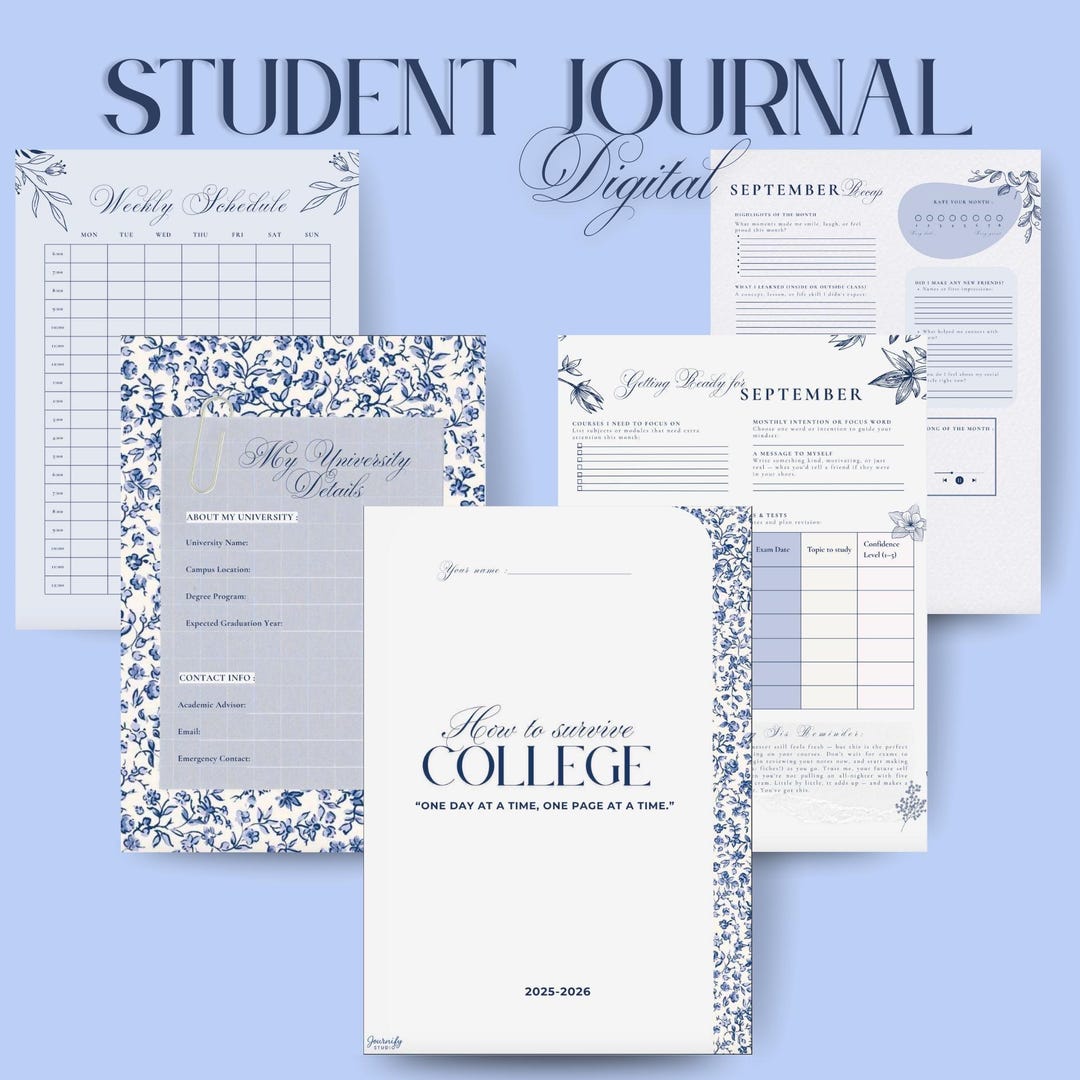 How to Survive College – Fillable Digital Journal | Student Journal ...