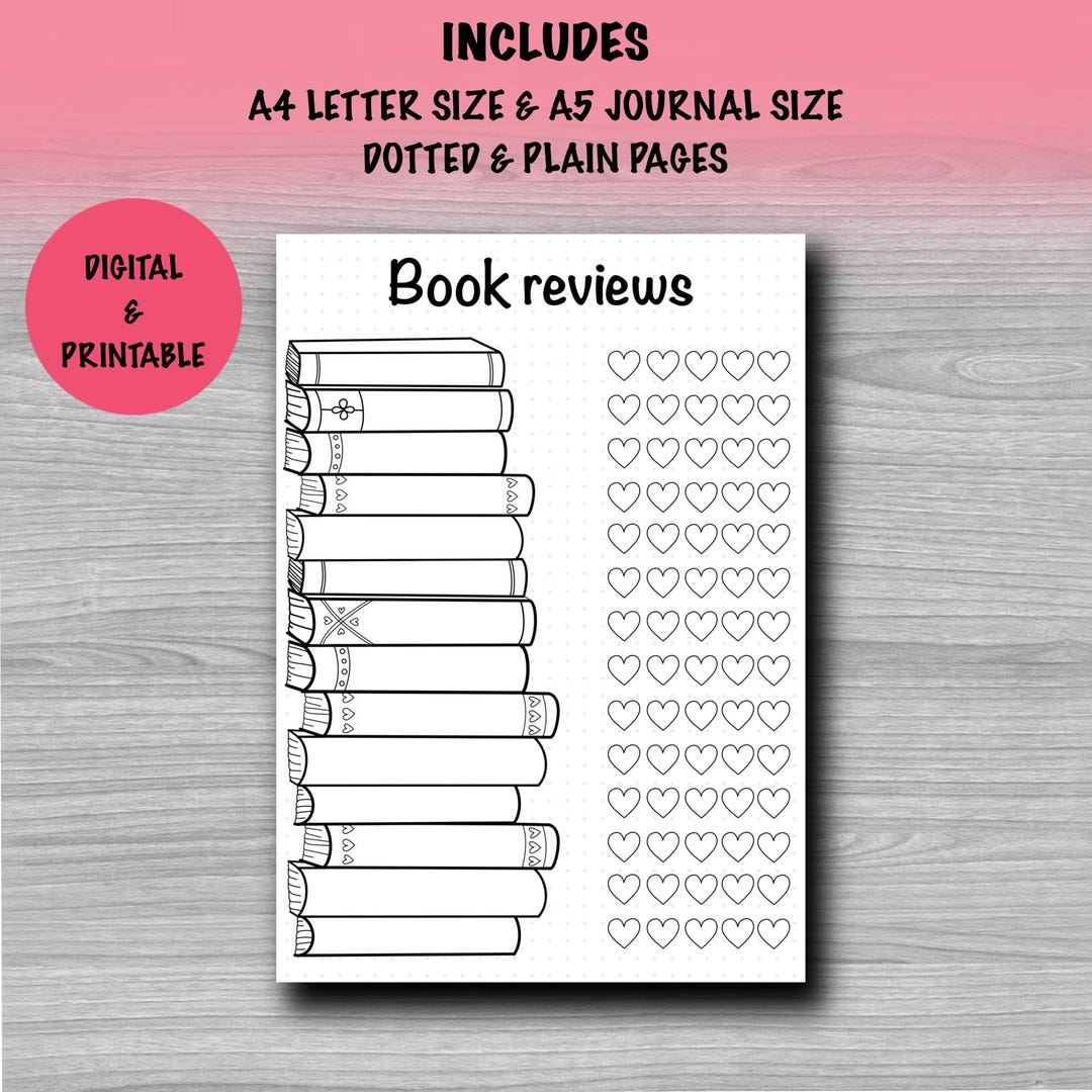 Book Review Tracker – PRINTABLE Journal Page – Book Review Log ...