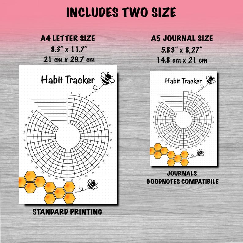 Bee Habit Tracker Printable A4 A5 Journal Page Habit Tracker Planner ...