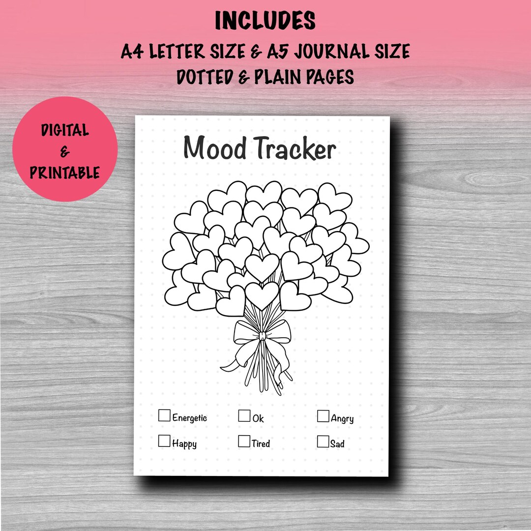 Love Letter Mood Tracker Printable - Self-care Journal (A4/A5 Digital ...
