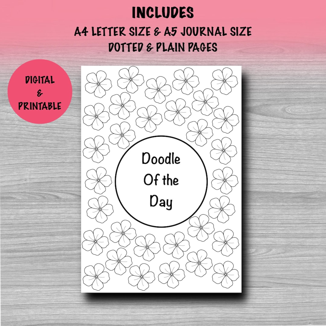 Doodle of the Day Printable Journal Page - Black and White Flower ...