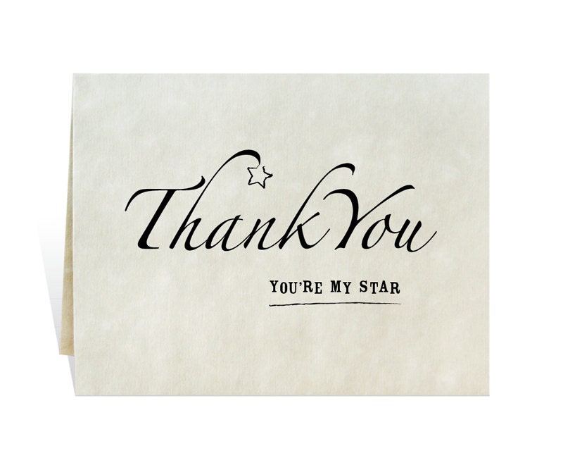 Thank You Youre My Star printable card black and white | Etsy