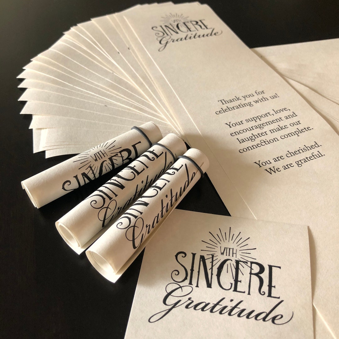 30 Sincere Gratitude Scrolls or Creative Flat Party Favors for Wedding ...