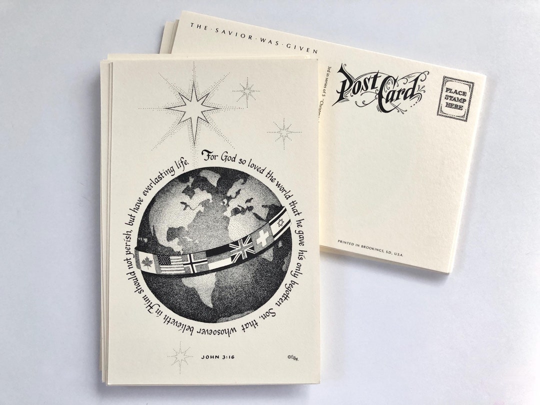 Christian Postcards Set of 20 Calligraphy Bible Verse God so Loved the ...