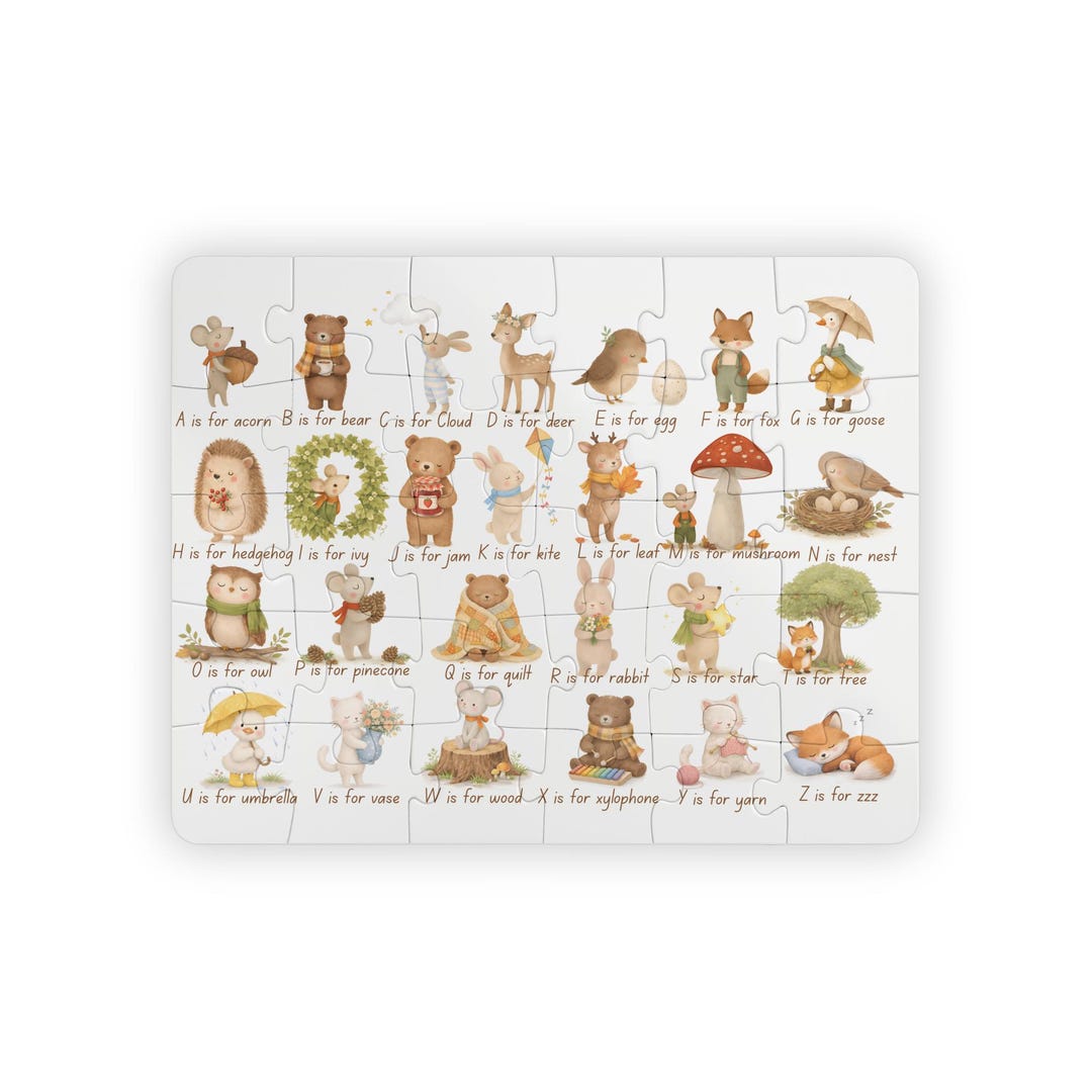 Alphabet Woodland Animals Kids Puzzle, 30-piece - Etsy