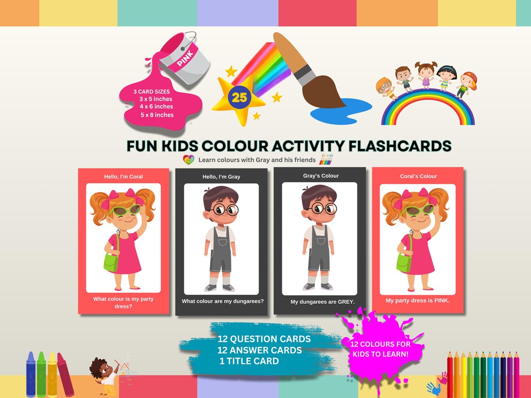 Learn With Gray and His Friends Kids Colour Activity Flashcards ...