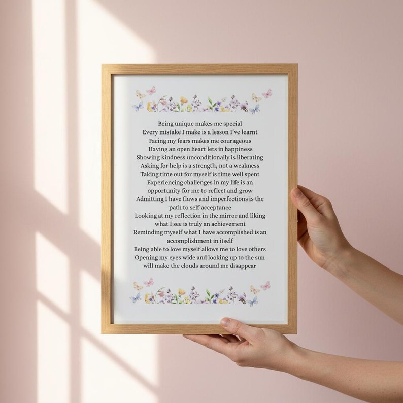 Affirmation Framed Poster, Positive Self Talk Motivational Wall Art ...