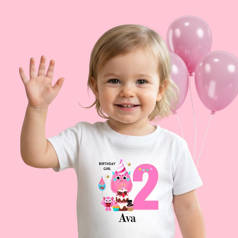 Personalised Monster Birthday T-shirt – Custom Name Toddler Shirt – Age ...