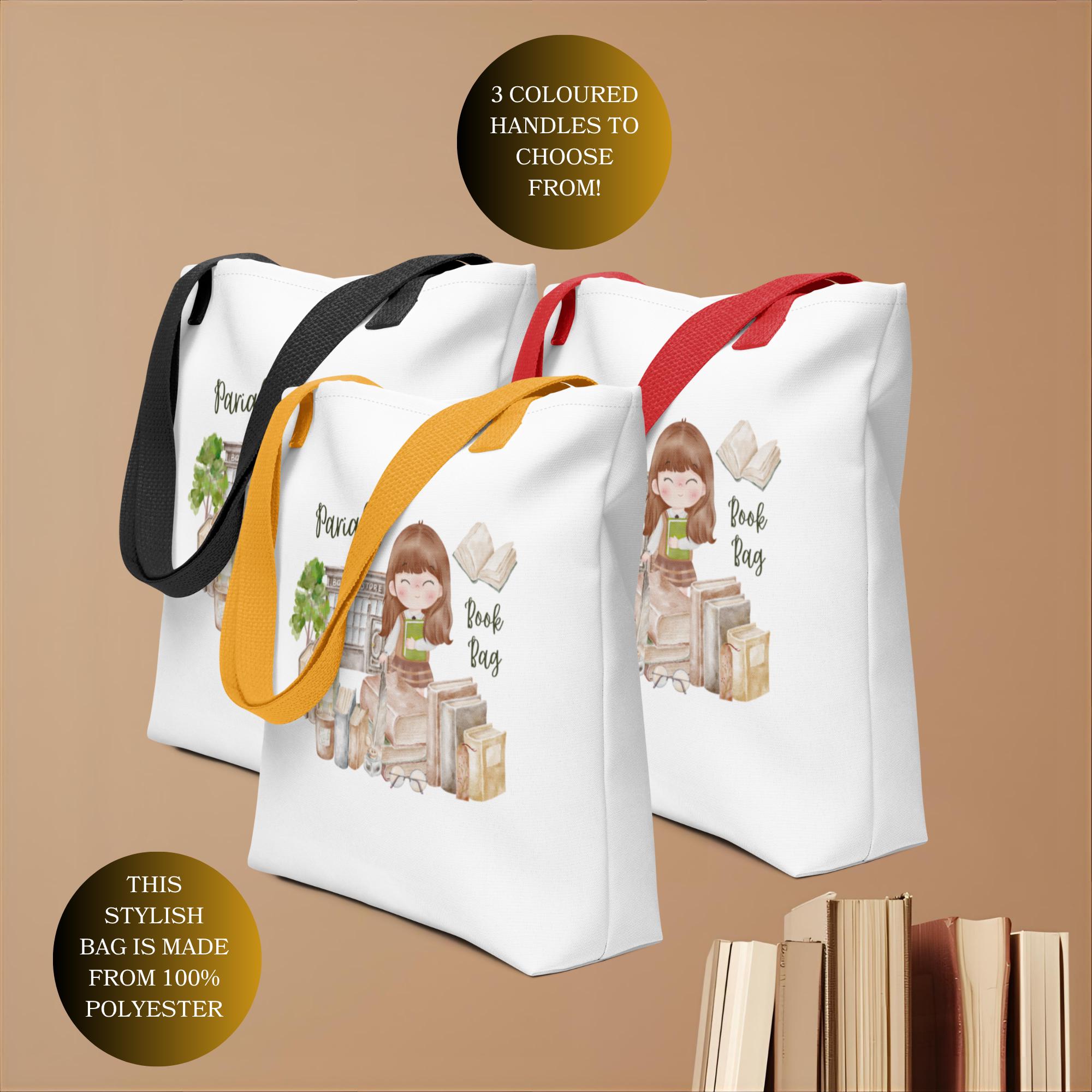 Personalised Book Tote Bag – Custom Name Book Carrier – Two-sided Print ...