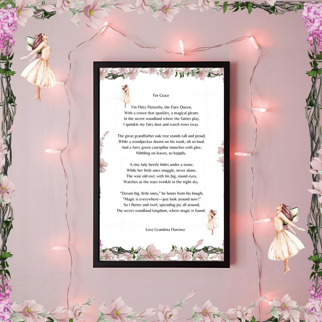 Personalised Fairy Queen Secret Woodland Poem Metal Framed Kids Wall ...