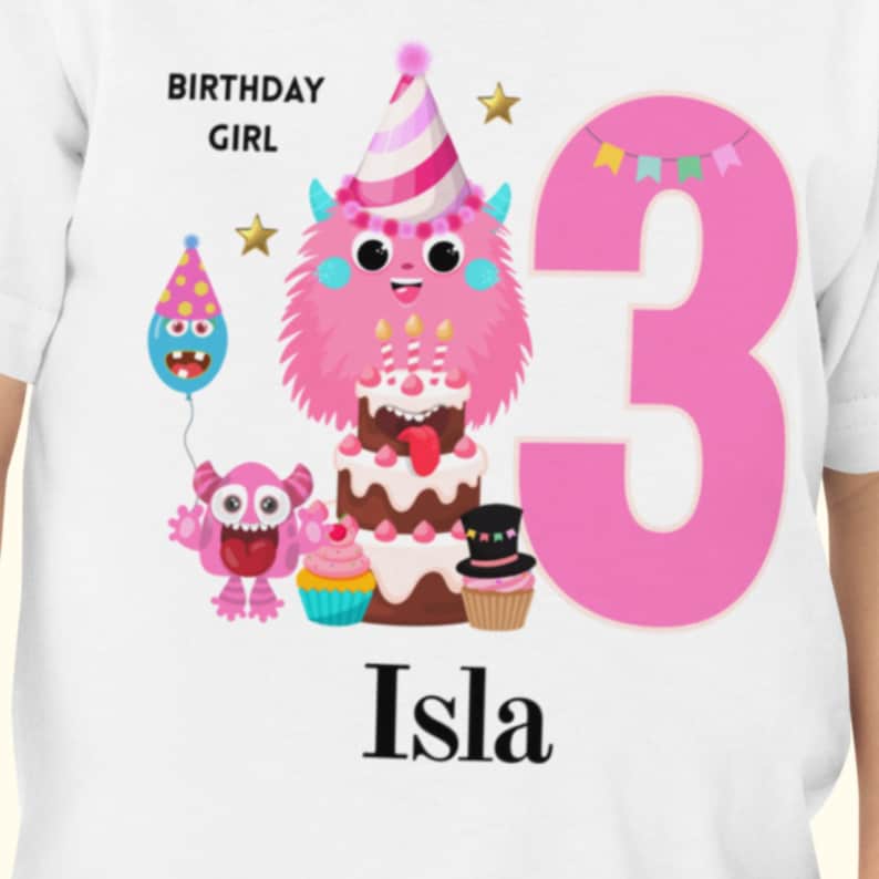 Personalised Monster Birthday T-shirt – Custom Name Toddler Shirt – Age ...