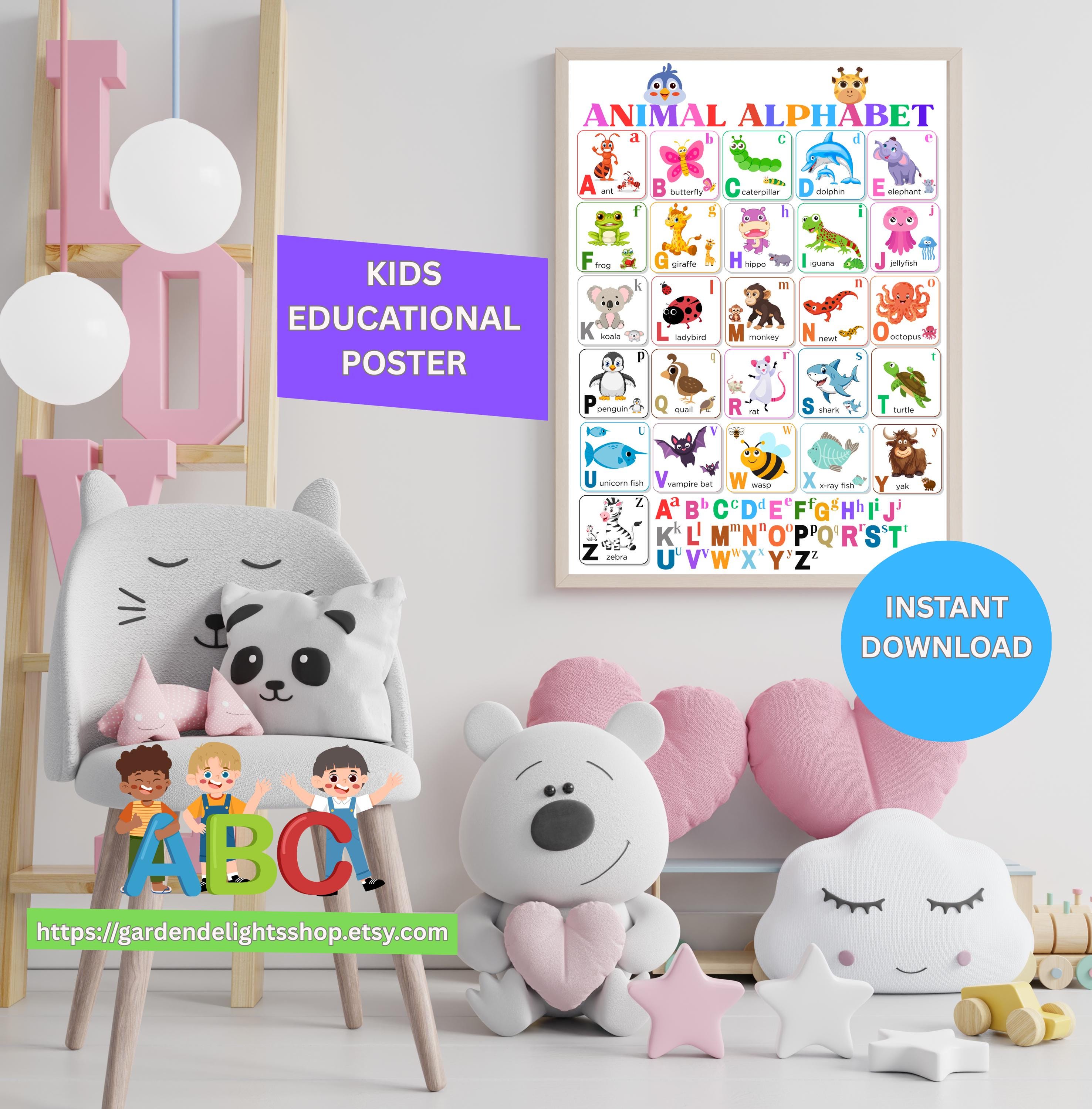 Animal Alphabet Kids Educational Poster Kids Educational Wall Art ...