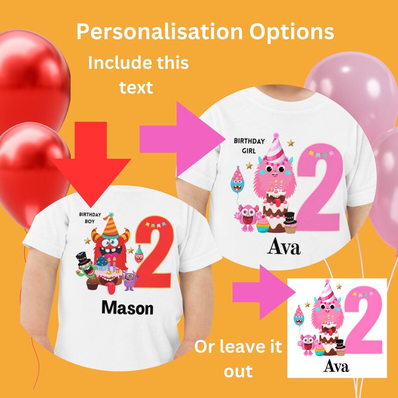 Personalised Monster Birthday T-shirt – Custom Name Toddler Shirt – Age ...