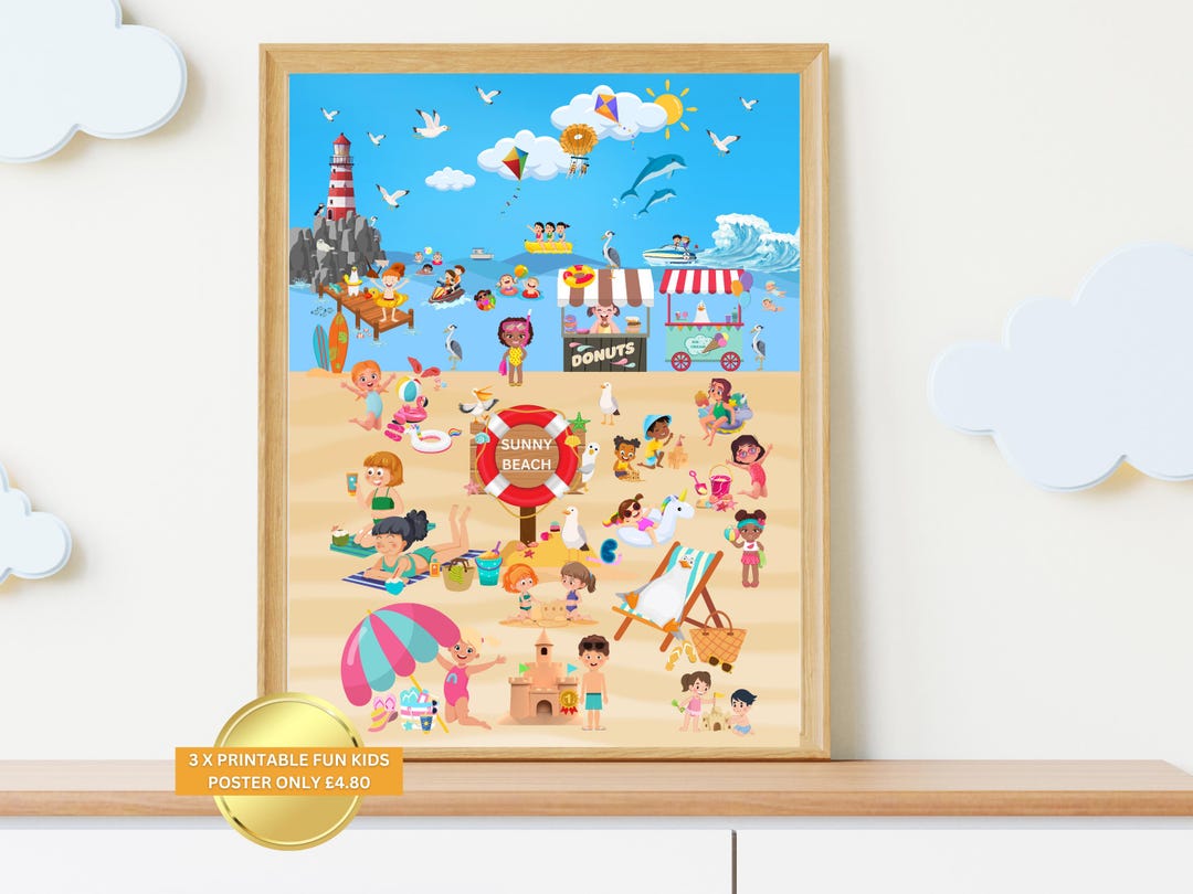 Sunny Beach Kids Poster. Printable Nursery Décor Children Bedroom ...