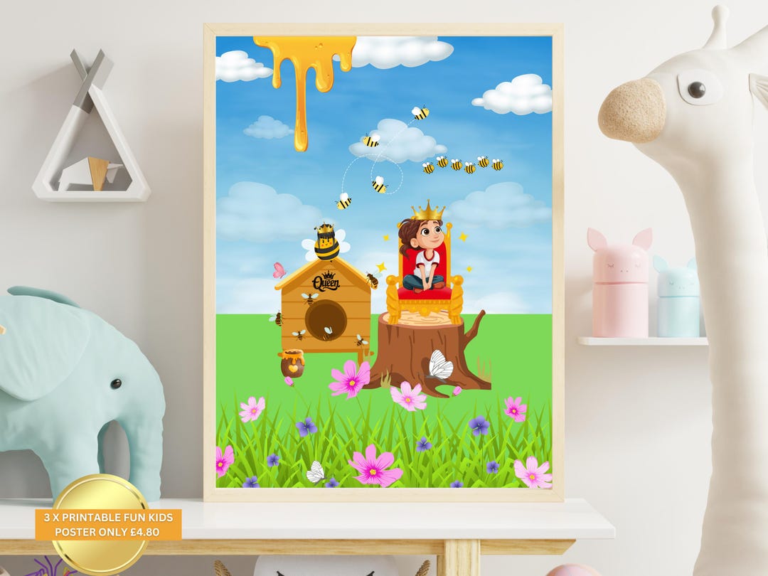 Queen Bee Kids Poster, Printable Nursery Décor, Children Insect Wall ...