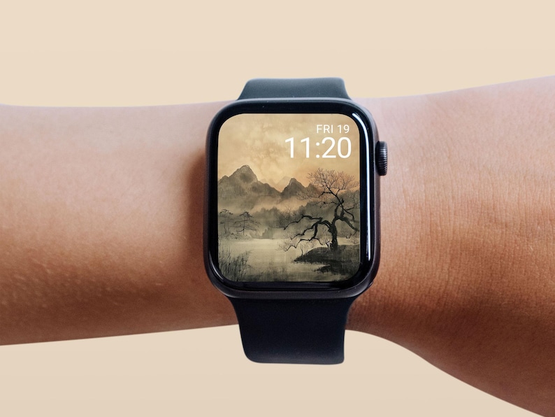 Zen Landscape Apple Watch Wallpaper – Japanese Ink Painting Watch Face ...