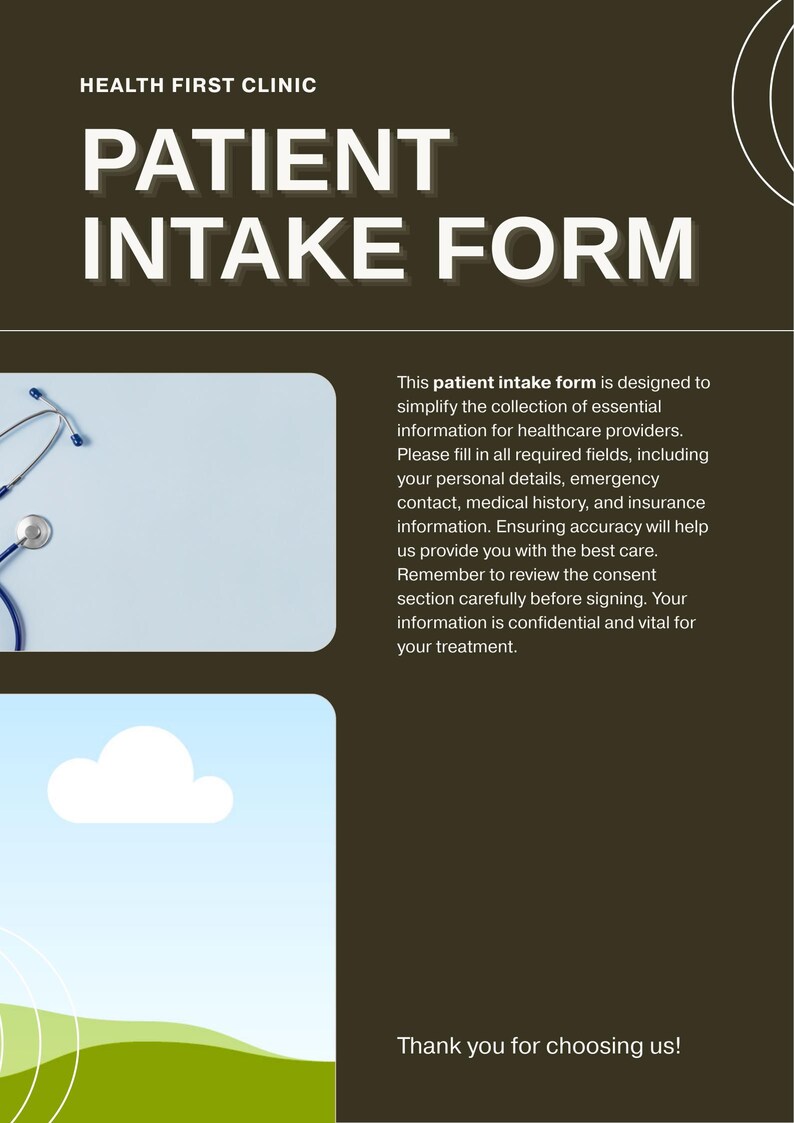 Editable Medical Intake Form: Therapist Counseling Template (PDF) - Etsy
