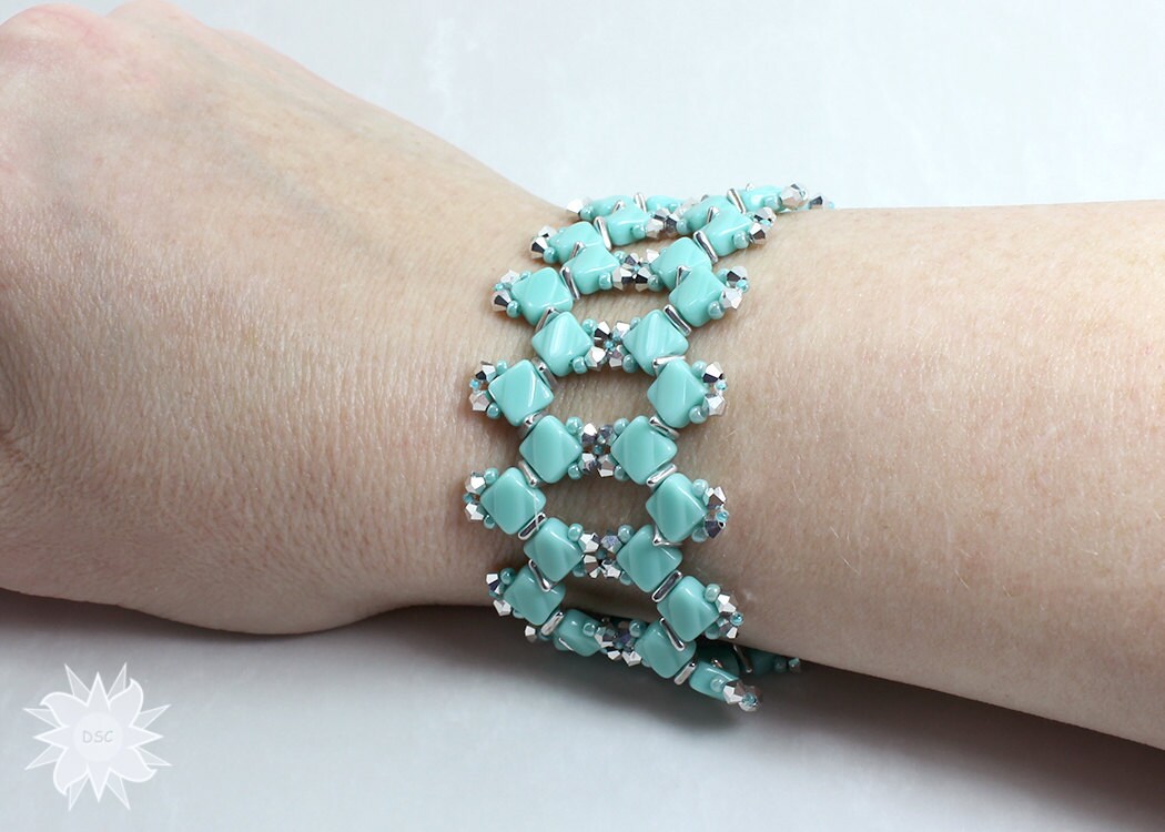 Diamond Ladder Bracelet Tutorial, PDF Pattern for Silky Beads, Two-hole ...