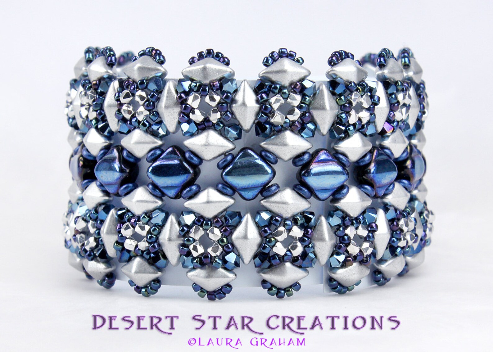 Diamond Duchess Cuff Bracelet Tutorial, Beadweaving Pattern, Two Hole ...