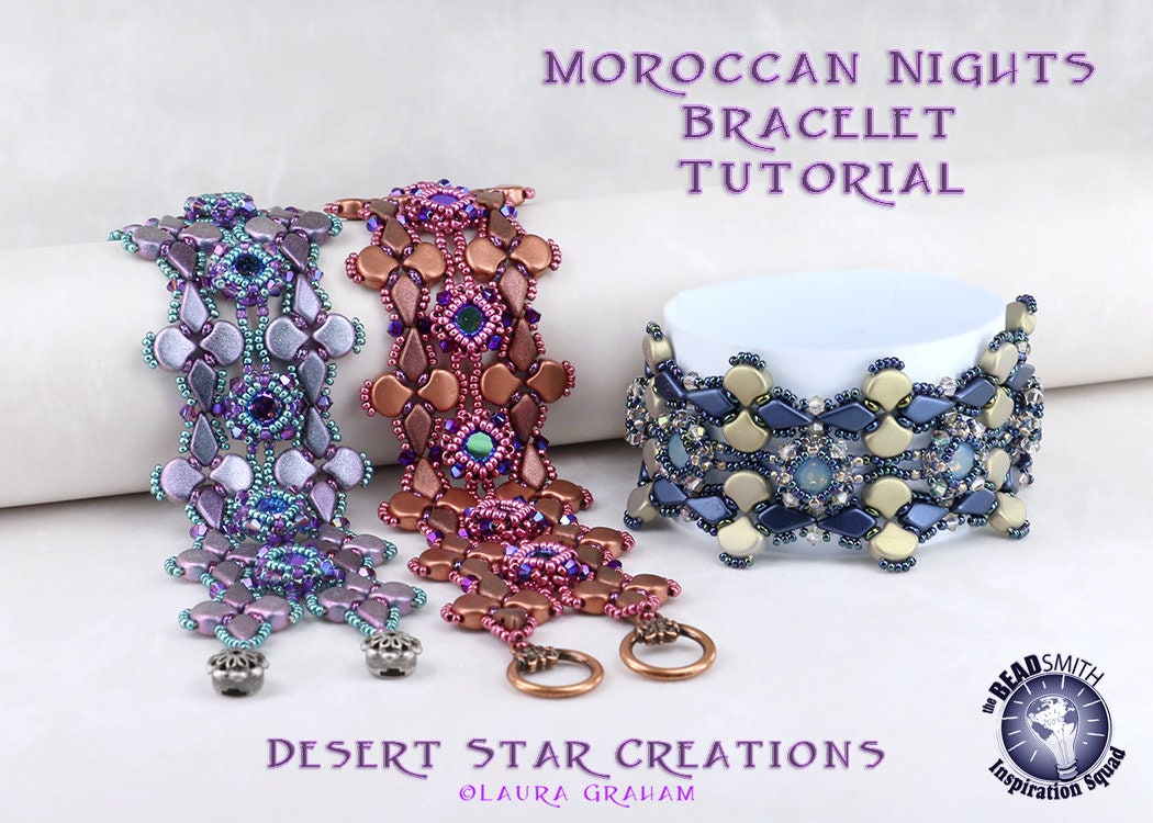Moroccan Nights Bracelet Tutorial, Beadweaving Pattern, Two Hole Bead ...