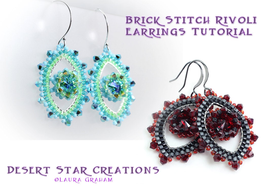 Brick Stitch Rivoli Earring Pattern, PDF Tutorial, Bezeled Rivoli ...