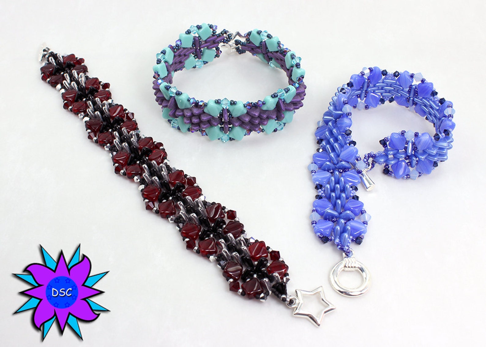 Two Hole Triangle and Diamond Bracelet Tutorial, Diamond Back Bracelet ...