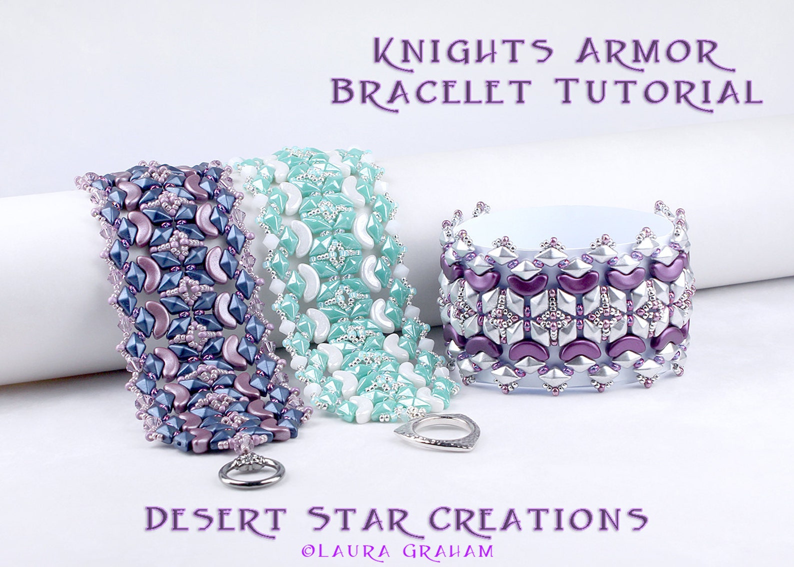 Knights Armor Cuff Bracelet Tutorial, Two Hole Czech Beadweaving Cuff ...