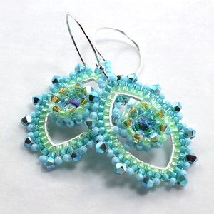Brick Stitch Rivoli Earring Pattern, PDF Tutorial, Bezeled Rivoli ...