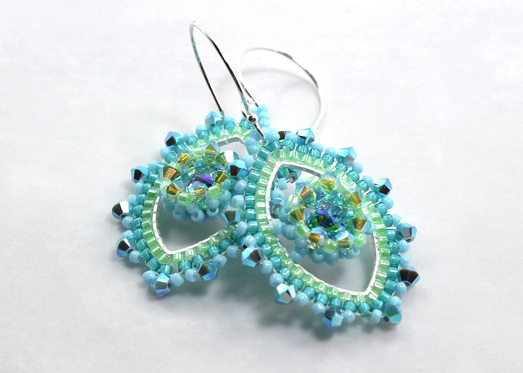 Brick Stitch Rivoli Earring Pattern, PDF Tutorial, Bezeled Rivoli ...