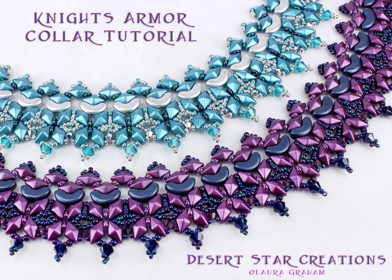 Knights Armor Collar Necklace Tutorial, Two Hole Czech Beadweaving ...