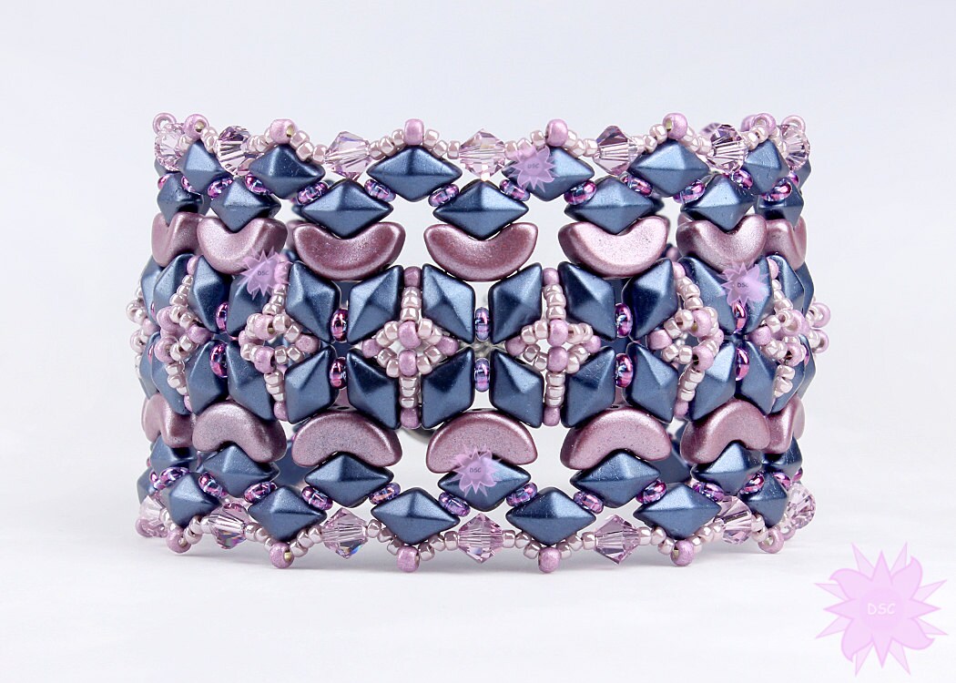 Knights Armor Cuff Bracelet Tutorial, Two Hole Czech Beadweaving Cuff ...