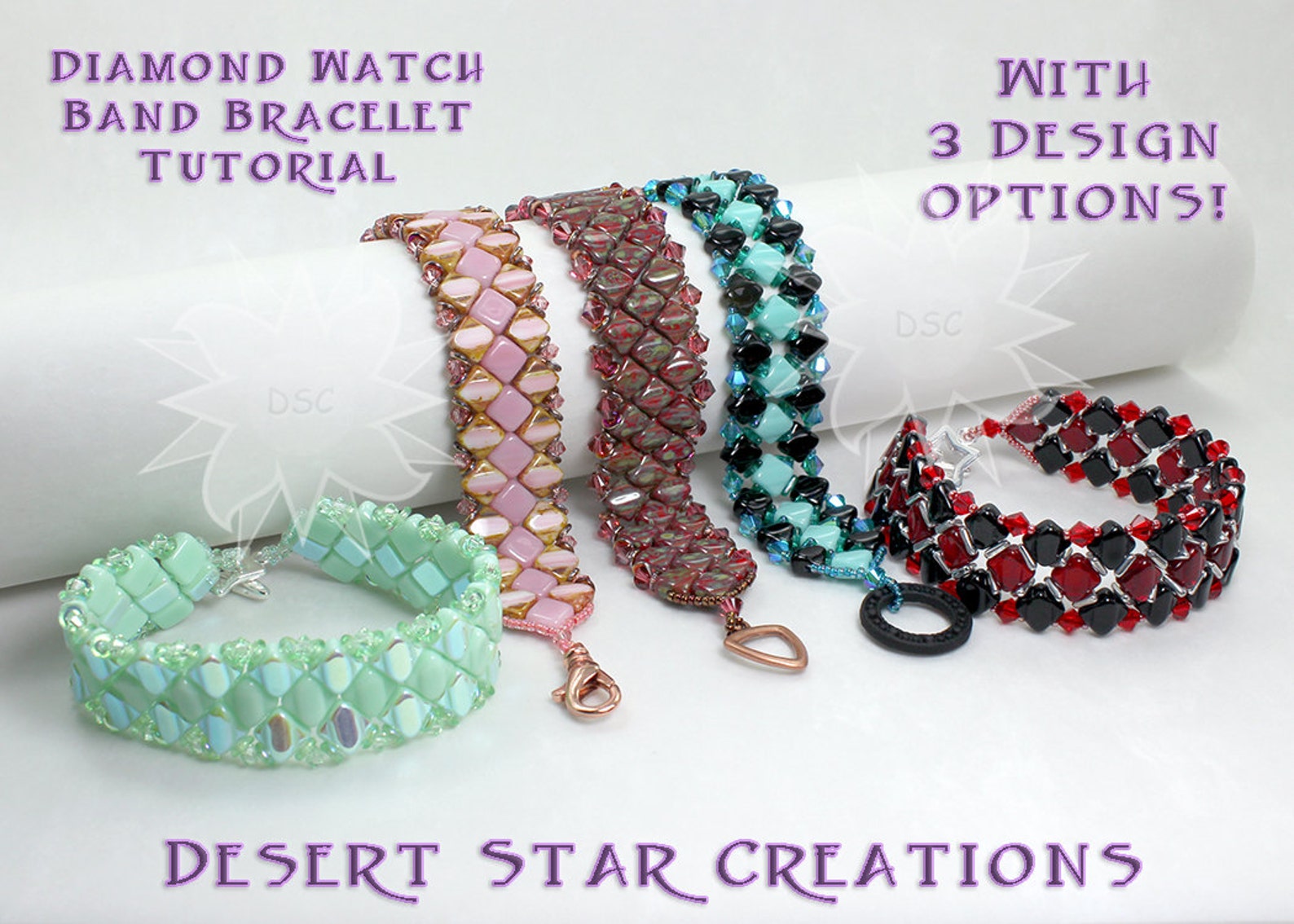 Silky Diamond Watch Band Bracelet Pattern, Three Design Options in One ...