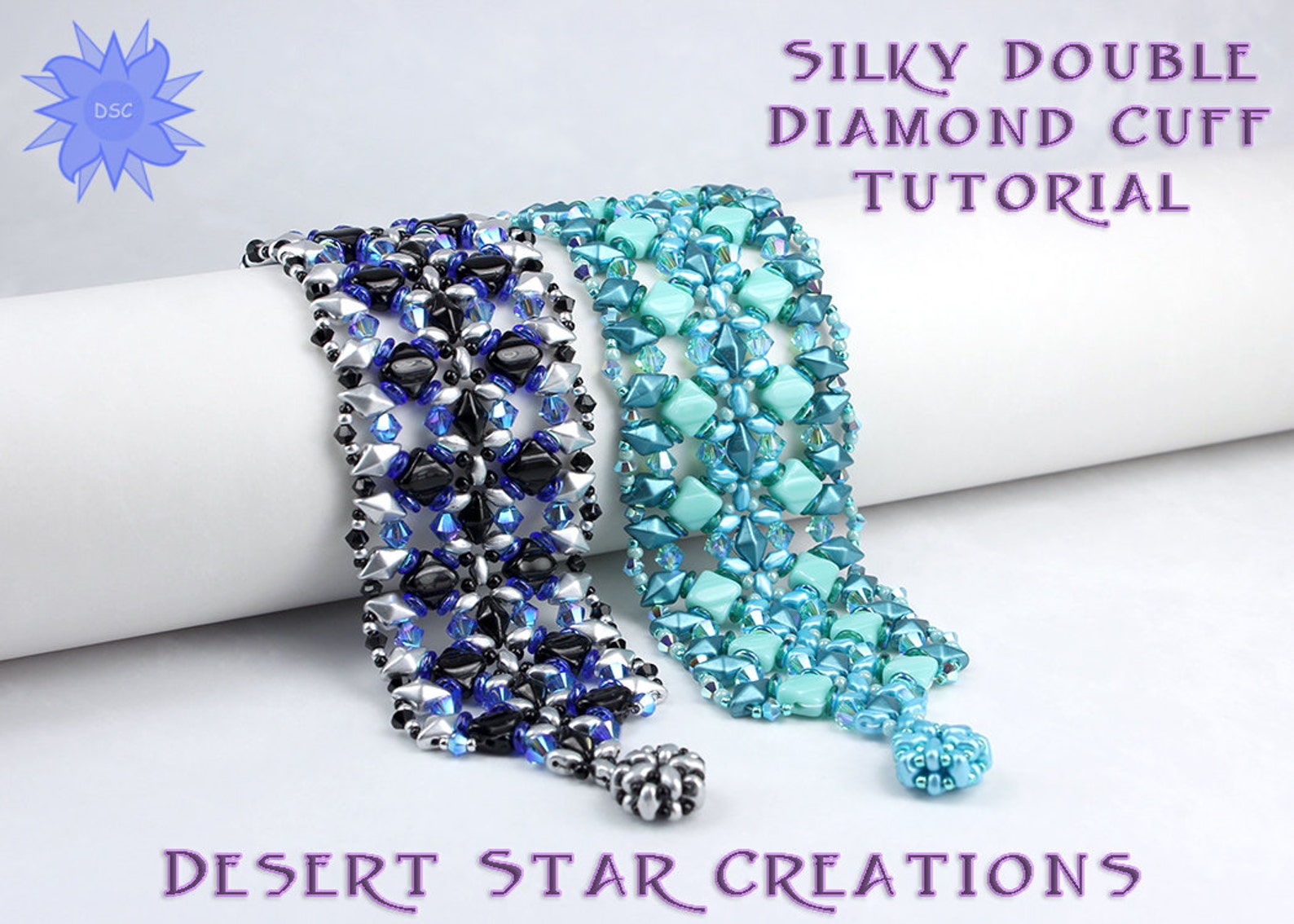 Silky Double Diamond Cuff Bracelet Tutorial, Beadweaving Pattern, Two ...
