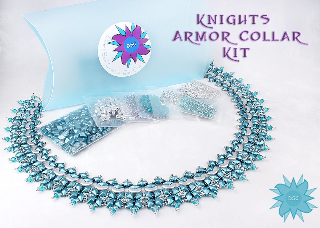 Knights Armor Necklace Bead Kit in Turquoise Silver, Arcos Par Puca ...