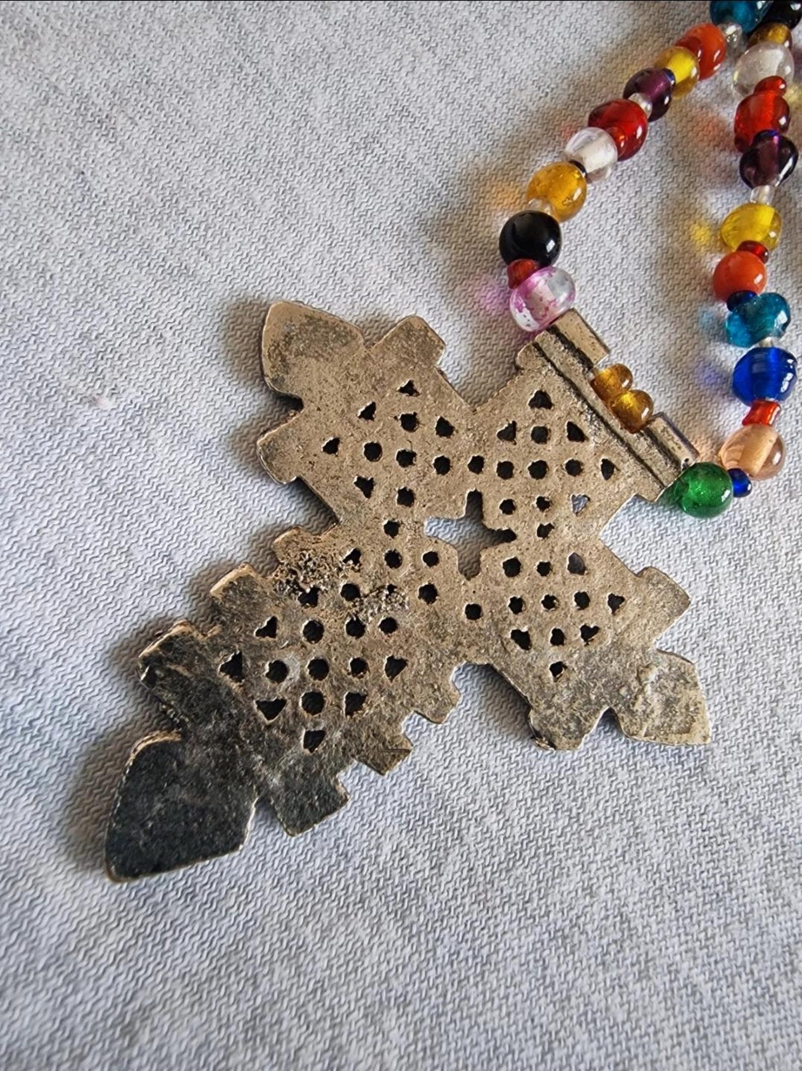 Ethiopian Coptic Cross Necklace With Colorful Beads - Etsy