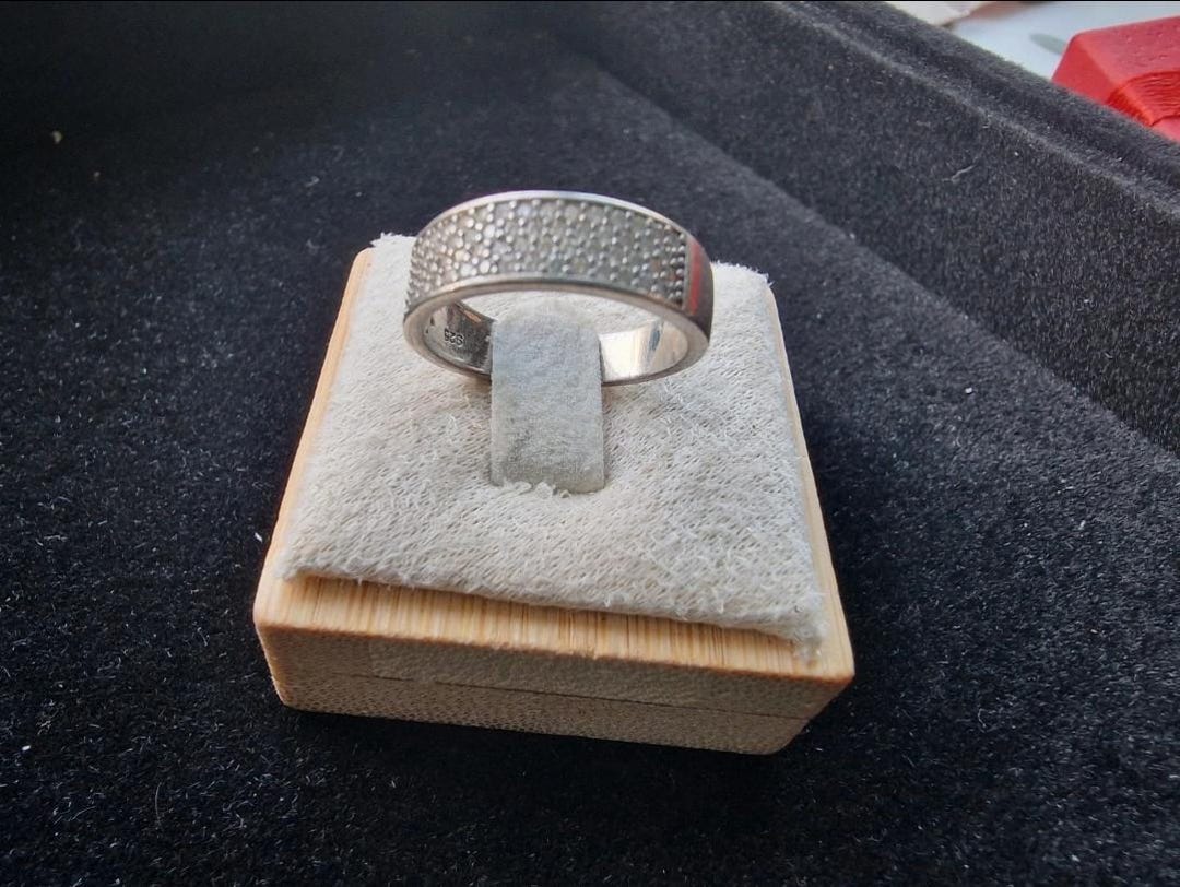 Vintage D'joy 925 Sterling Silver Pavé Stone Band Ring UK Size M - Etsy