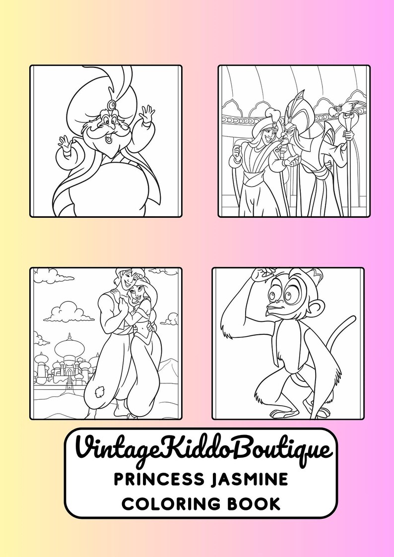 Princess Jasmine Coloring Book – 30 Page Magical Princess Printable for ...
